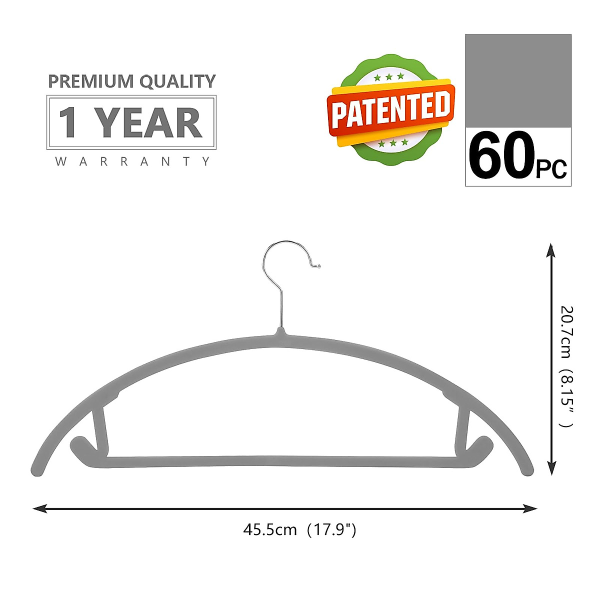 MIZGI Premium Velvet Hangers (Pack of 60) Heavyduty- Non Slip No Shoulder Bump Suit Hangers- Chrome Hooks,Space Saving Clothes Hangers,Rounded Hangers for Coat,Sweater,Jackets,Pants