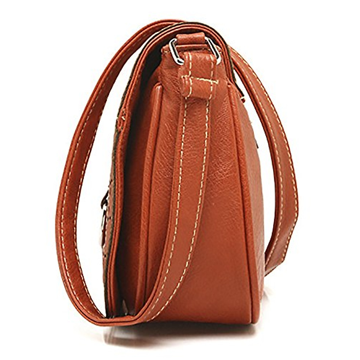 Women's PU Hollow Shoulder Bag Crossbody Bag Front Belt Messenger Bag Red