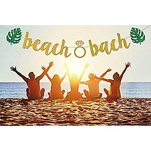 Beach & Bach Banner Sign Garland Pre-Strung for Beach Bachelorette Party Hawaiian Luau Summer Tropical Bach Party Decorations