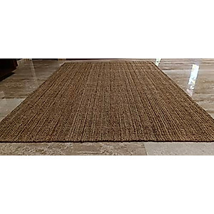 Natural Jute Boucle 6'x9' Doormat 6ft x 9ft 6x9, Hand Woven & Reversible for Living Room Kitchen Entryway Rug, Jute Burlap Braided Rag Rug, Farmhouse Rag Rug, Rustic Rug, Natural Look Rug