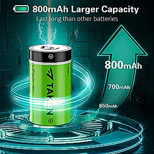 Taken CR123a Battery 123 Batteries Lithium 3.7V Rechargeable Batteries 8 Pack for Arlo Cameras (VMC3030/VMK3200/VMS3330/3430/3530), Flashlight, Microphone