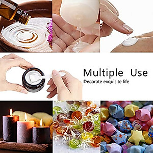 1 oz Amber Round Glass Jars with Plastic Lids and Inner Liners,Empty Cosmetic Bottles For Beauty Products, Lotion, Powders and Ointments.Set of 15 Pack.