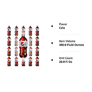 Diet Pepsi Soda, 20oz Bottle (Pack of 20, Total of 400 Fl Oz)