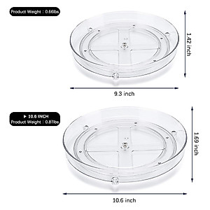 CXRYLZ 2 Pack 10.6 inch Lazy Susan Cabinet Organizer, PET Rotating Storage Rack, Spice Organizer Storage Cabinet, Plastic Lazy Susan Turntable for Fridge Pantry Kitchen Bathroom Bedroom