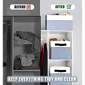 Large Storage Baskets and Drawer Organizer Set - 2 Fabric Shelf Baskets 14"x10"x9.5" & 6 Foldable Closet Divider Bins, Dark Grey - Collapsible Bins for Clothes, Toys, Nursery, Underwear