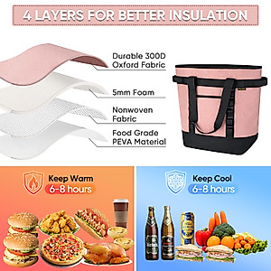 BALEINE Large 45-Can Cooler Bags Insulated, PEVA Soft Cooler Tote Bag, Insulated Grocery Bags with Zippered Top (10.5 Gallon, Grey)