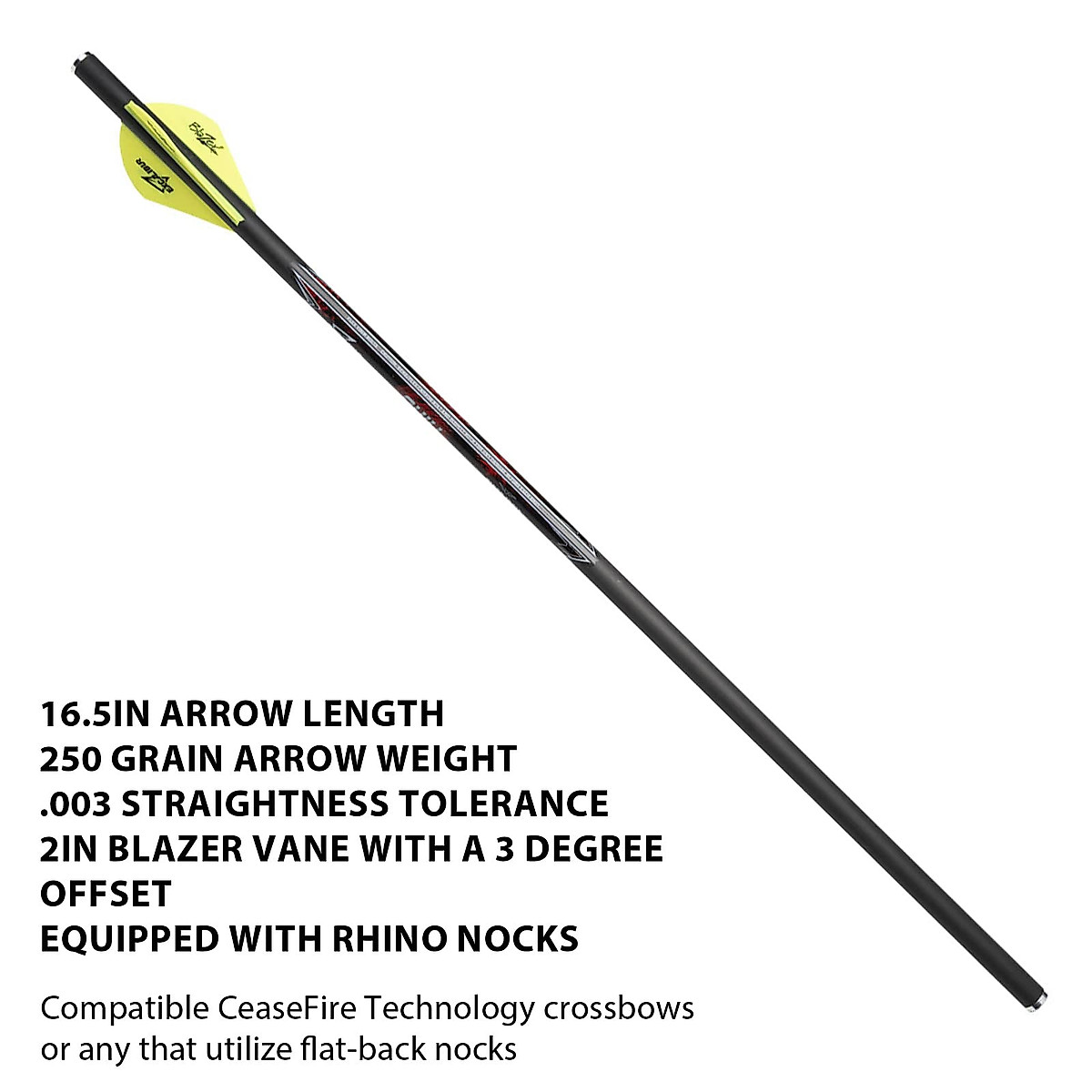 Excalibur Quill 16.5" Carbon 250 Grain Crossbow Arrows for Use Twinstrike and Micro Series Crossbows - 6 Pack