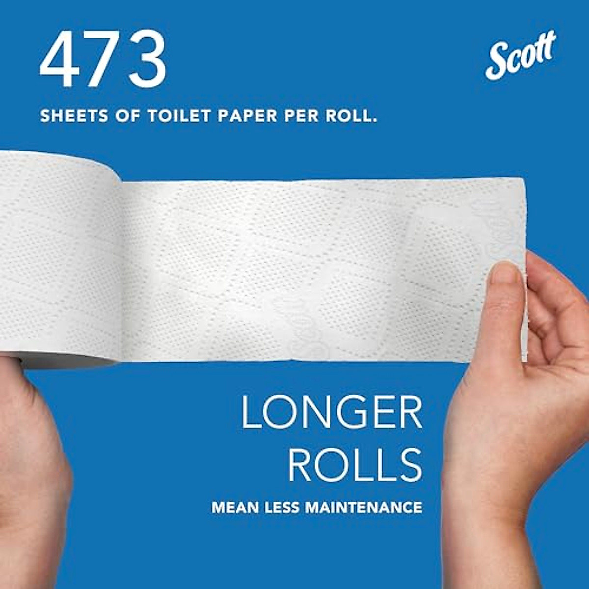Scott® Professional 100% Recycled Fiber Standard Roll Bulk Toilet Paper (13217), 2-Ply, Elevated Design, White, Individually wrapped rolls (473 Sheets/Roll, 80 Rolls/Case, 37,840 Sheets/Case)