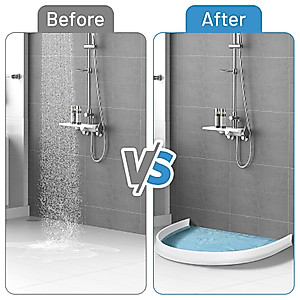 NEICAGNE 3" High Shower Threshold Water Dam 67 Inch Long Collapsible Shower Water Splash Guard Self-adhesive, Shower Water Barrier for Wet and Dry Separation in Bathroom Kitchens White