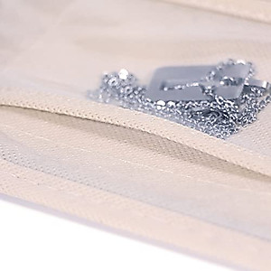 2 Pack Hanging Jewelry Organizer with 80 Pockets Jewelry Storage for Earrings Necklace Bracelet Ring Accessory, Beige