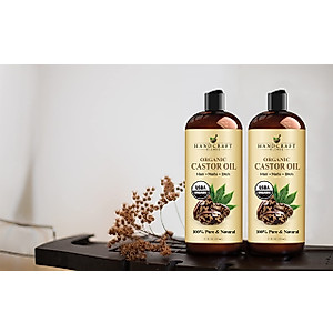 Handcraft Blends Organic Castor Oil in Plastic Bottle - 12 Fl Oz -100% Pure and Natural - Premium Grade Oil for Hair Growth, Eyelashes and Eyebrows - Carrier Oil - Expeller-Pressed and All Natural