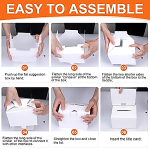 GRAWUN suggestion boxes with slot,raffle ticket boxs,raffle donations boxs, suggestion boxes with removable header，for Collecting Card Tickets And Voting Contest (3 Pack，White)