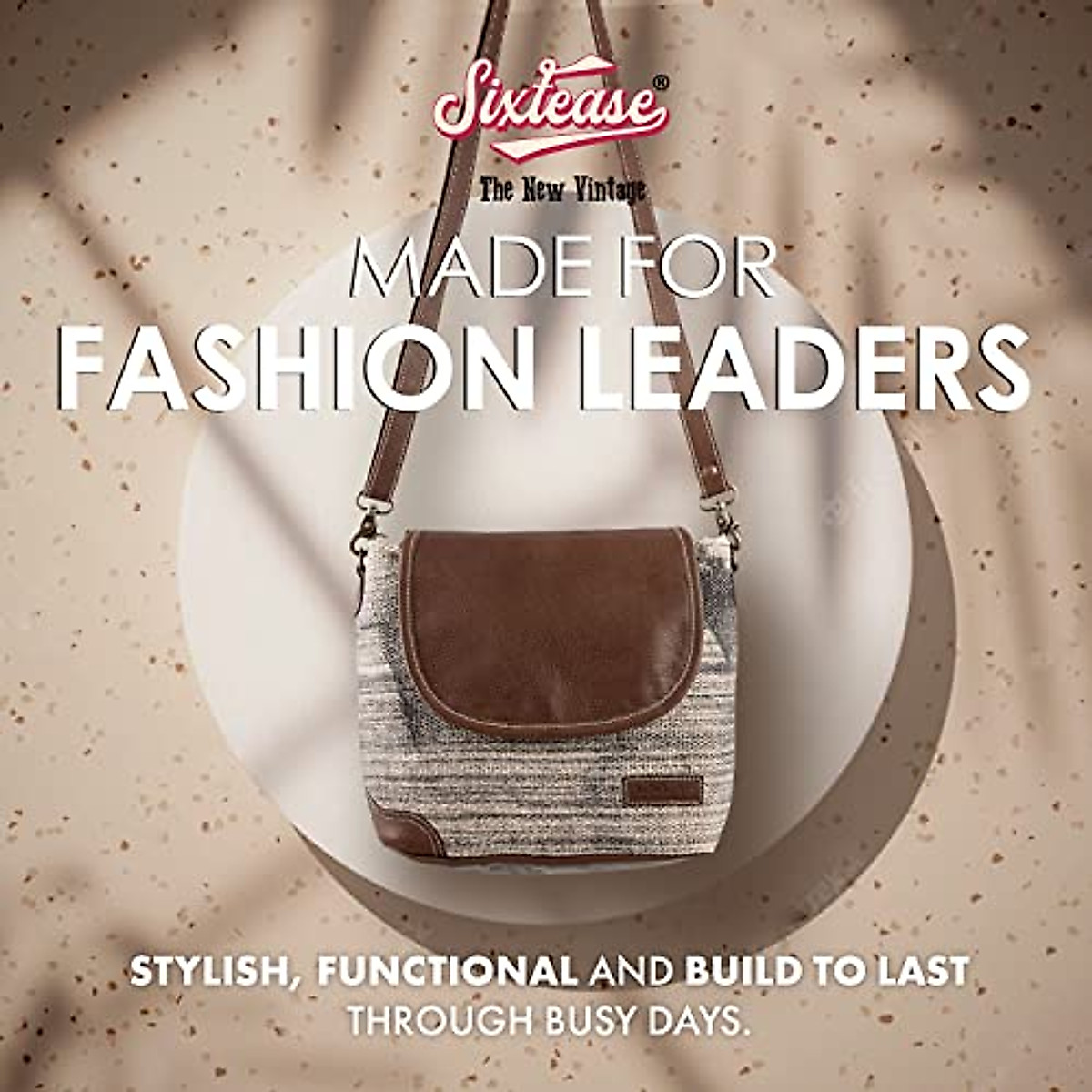 SIXTEASE Crossbody Bag for Women Vintage Style Genuine Leather, Upcycled Canvas, Rug, or Hair On - Cross Body Womens Bags with Inside Zipper Pockets - Eyesome