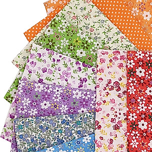 Cartisanat Fat Quarters Fabric Bundles，12 Pcs (20in x 20in / 50cm x 50cm) Sewing Patterns Quarter Precut Fabrics for Quilting Squares Scraps TOP Cotton Material Bundle Patchwork DIY Crafting Floral B