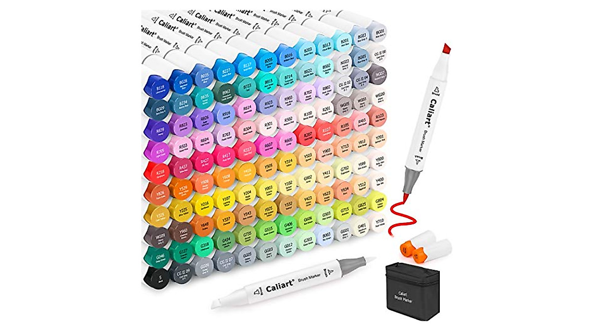Caliart 121 Colors Alcohol Markers - Vibrant Dual Tip Art Set