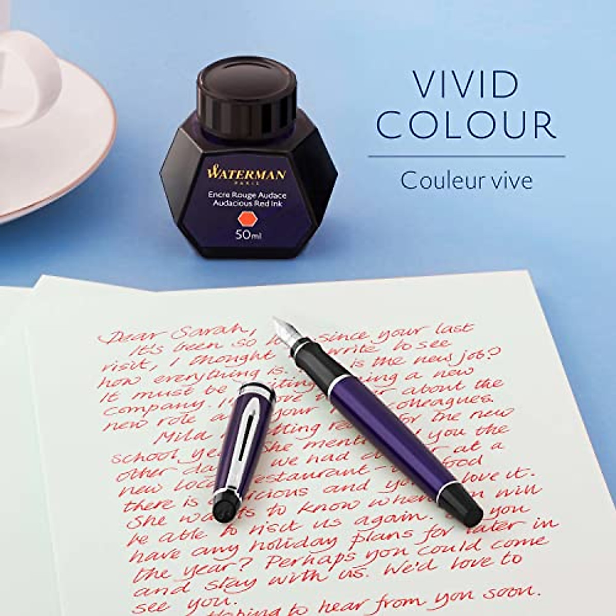 Waterman Fountain Pen Ink, Audacious Red, 50ml Bottle