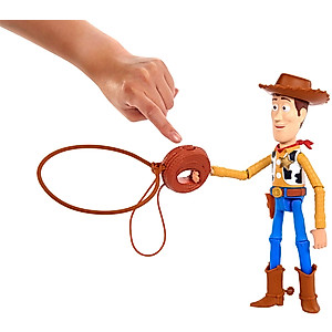 Mattel Toy Story Launching Lasso Woody Talking Feature Figure, Movie Inspired Action Character Doll 9.2-in with 3 Targets, Kids Gift Ages 3 Years & Older