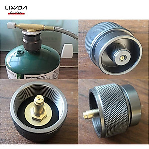 Lixada Camping Stove Adapter 1LB Propane Small Tank Input EN417 Lindal Valve Output/Propane Gas Tank Conversion Head Backpacking Stove Convert Connector, Silver