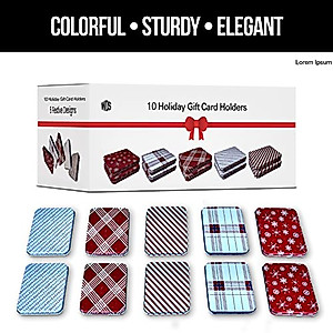 Gift Card Holder Tin Boxes for Christmas - 10 Unique Tins Holders with Lids for Gift Cards & Money - Perfect for Birthday Easter Valentines Any Holiday - Custom Red White Boxed for Easy Gift Giving