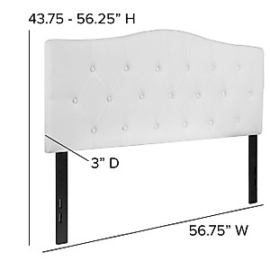 EMMA + OLIVER Tufted Upholstered Full Size Headboard in White Fabric
