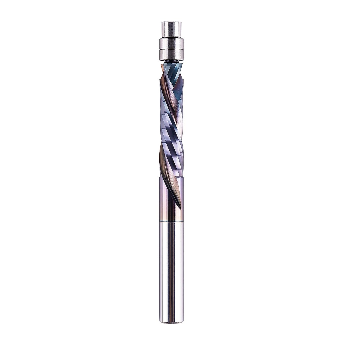 SpeTool Compression (up&Down) Spiral Flush Trim Router Bit Solid Carbide 1-1/8 Inch Cutting Length 1/4 Inchs Shank with Bottom Bearing Pattern Router Bit for Woodwoking