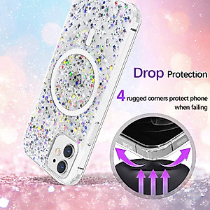 KMERUOTR Magnetic Case Compatible with iPhone 12 Mini Case Glitter - Compatible with MagSafe Charger Phone Case for Women Girls, Full-Body Shockproof Protective Case Cover for iPhone 12 Mini 5.4 Inch