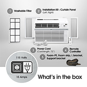 LG LW1424RD, 14000 BTU, White 14,000 Window Air Conditioner, 115V, 700 Sq.Ft. (25' x 28' Room Size), Quiet Operation, Electronic Control with Remote, 3 Cooling & Fan Speeds, Auto Restart