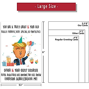 Missonemi Funny Trump 16th Birthday Card for Him Her, Humorous Donald 16th Birthday Card Gift for Son Daughter, 16 Year Old Birthday Decoration for Niece Nephew