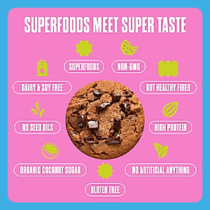 Toto Vegan Cookies, Birthday Cake Cookie, High Fiber Snacks, Gluten Free Cookies, Plant Based Snacks with Superfoods & Adaptogens, 8gr Protein Cookies, Pack of 10 Individually Wrapped Cookies