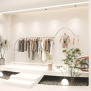 Clothes Rack Boutique display rack, Clothing Store Display Furniture wall mounted Clothes hanging rack, Heavy Stainless Steel Pipe garment Shelves System, Home Creative Silver Hanger Rod