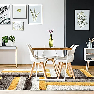 LUXE WEAVERS Lantanas Yellow 8x10 Shag Geometric Area Rug, Modern, Stain Resistant, Plush Indoor Rugs