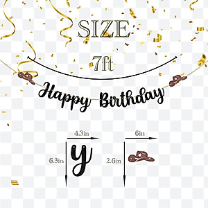 ShuanQ Cowboy Happy Birthday Banner - Western Theme Baby Shower/Birthday Party Decoration - Cowboy Cowgirl Birthday Party Bunting Decor - Wild West Birthday Party Supplies Photo Booth Props