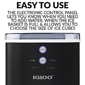 Igloo Large-Capacity Automatic Portable Electric Countertop Ice Maker Machine, 33 Pounds in 24 Hours, 9 Ice Cubes Ready in 7 Minutes, with Ice Scoop and Basket, Illuminated LED Lights
