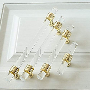 LBFEEL Crystal Cabinet Knob Pulls 4 Pack 2 1/2" Centers Acrylic Drawer Pulls Clear Dresser Knob Handle Furniture Hardware 64mm