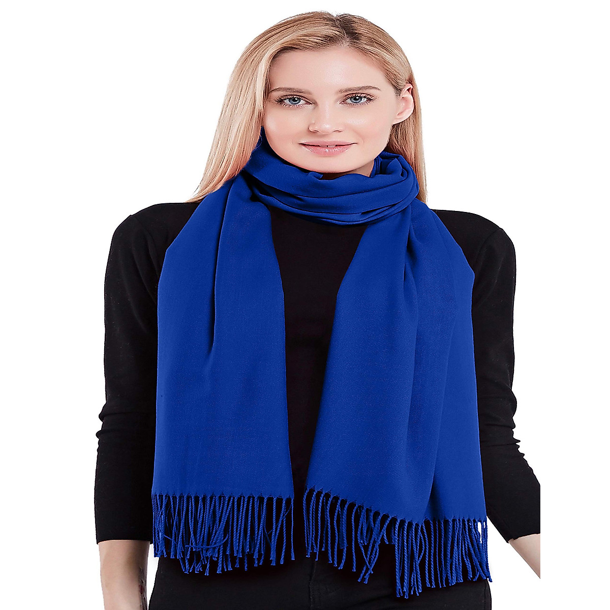 CJ Apparel Royal Blue 100% Cashmere Shawl Pashmina Scarf Wrap Stole Head Wrap Face Cover Hand Made in Nepal NEW