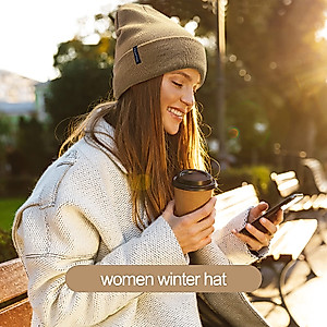 Ocatoma Beanie for Men Women Acrylic Knit Cuffed Slouchy Men's Daily Warm Hat Unisex Gifts for Men Women Boyfriend Him Her Black