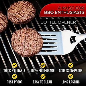 Legends Market BBQ Grill Tools Set - 4-Pcs BBQ Accessories with Grill Tongs, Spatula, Forks, Brush - Heavy Duty Stainless Steel Grill Accessories - Men Gifts Outdoor Grill Sets
