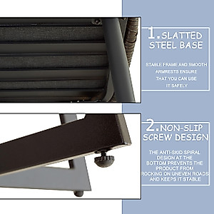 LOKATSE HOME 3 Piece Outdoor Patio Ratten Wicker Bistro Balcony Porch Chairs Furniture Sets with Table, Grey