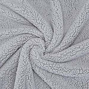 Amazon Basics Fuzzy Faux Fur Sherpa Blanket, Full/Queen, 90"x92" - Gray Snow Leopard