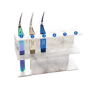 Mekupeu 6 Holes Marble Tweezers Holder Eyelash Extension Supplies Display Stand Tweezer Shelf Holder 1 PCS