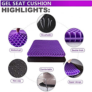 Extra Large Gel Seat Cushion Pillow for Long Sitting – Enhanced Office Chair Car Egg Seat Cushion with Non-Slip Cover for Back, Coccyx & Tailbone Pain Relief Pad - Computer Desk Pain Relief Pad