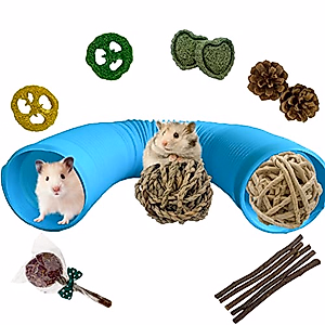 MUYG Plastic Hamster Fun Tunnels,Ferrets Foldable Exercising Training Tunnels Hamsters Hideout Tube 15 Pcs Small Animal Chew Toys for Guinea Pigs, Chinchillas, Rats, Gerbils (Blue)