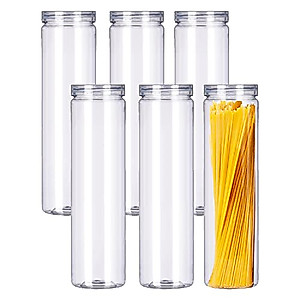 Set of 6pcs Tall Pasta Storage Container with Lid, Food Storage Jar Kitchen Canister for Spaghetti Pasta and Dry Goods 2.1"Diameter x 11.8"Height
