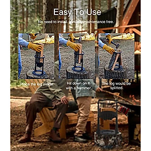 2023 Upgrade Heavy Duty 12lb Kindling Cracker, Firewood Splitter Wedge, Cast Iron Splitting Wedge, No Sharp Edge Wood Splitter, Manual Log Splitter, Maul Kindling Splitter Cracker, 7.7'' x 12''