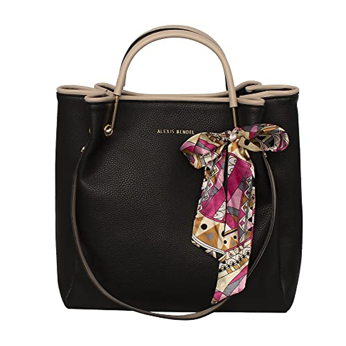 Alexis Bendel Women’s Vegan Leather Multi-style Shopper Tote Handbag W/Scarves