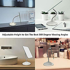 YEAKE Adjustable Flexible Gooseneck Makeup Mirror,360°Rotation Folding Portable Desk Vanity Mirror with Stand Shower Shaving Cosmetic Mirror Square
