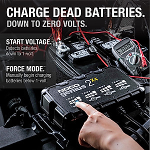 NOCO GENIUS2X4, 4-Bank, 8A (2A/Bank) Smart Car Battery Charger, 6V/12V Automotive Charger, Battery Maintainer, Trickle Charger, Float Charger and Desulfator for Motorcycle, ATV and Lithium Batteries