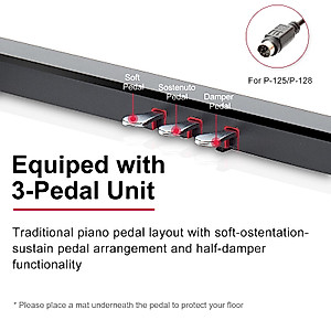 L125B Wooden Furniture Stand Compatible for Yamaha P-125,P-128 Keyboard,with Traditional Piano 3-Pedal Unit,Black (P-125 WS)