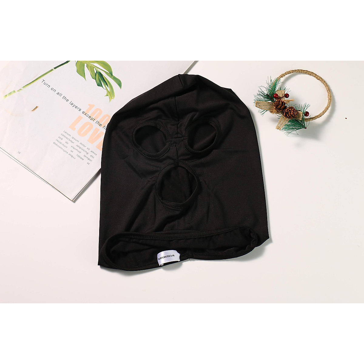 WYSUMMER 3 Hole Full Face Mask, Women Men Thin Balaclava Face Mask for Motorcycle Bike Hunting Cycling Cap Ski (Black)