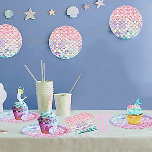 96 Pcs Mermaid Birthday Party Supplies Plates and Napkins Set for 24 Guests, Little Mermaid Party Decorations Ocean under the Sea Party Tableware Plate, Fork, Napkins for Princess Girls Baby Shower